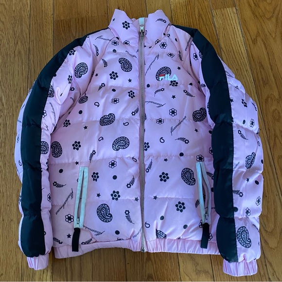 Fila | Jackets & Coats | Fila X Fleamadonna Collab Pink Paisley Puffer ...